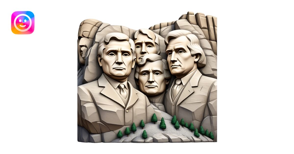 Cinematic Realistic Mount Rushmore Landmark Emoji, featuring the carved ...