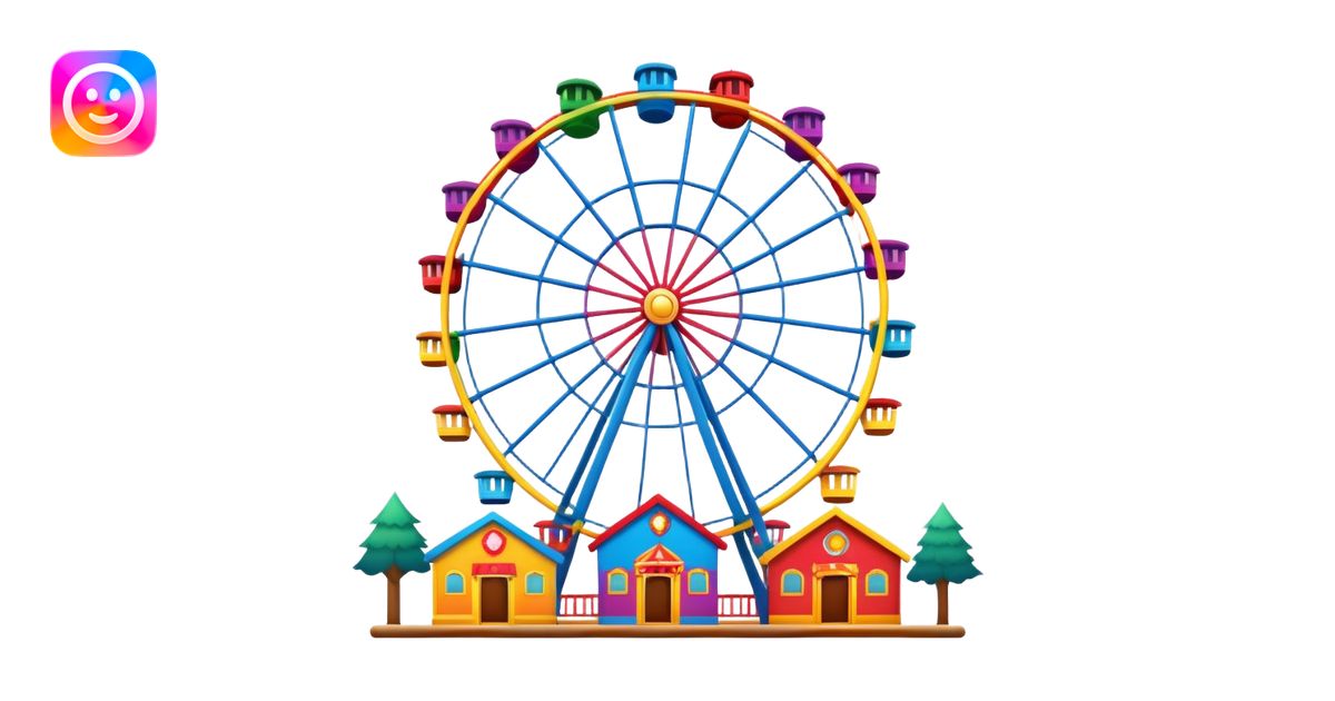 ferris wheel with colorful cabins, festive atmosphere emoji | AI Emoji ...