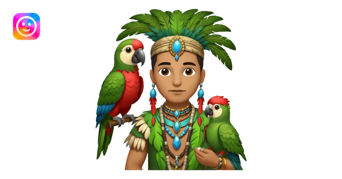 shaman hold a pet parrot emoji | AI Emoji Generator