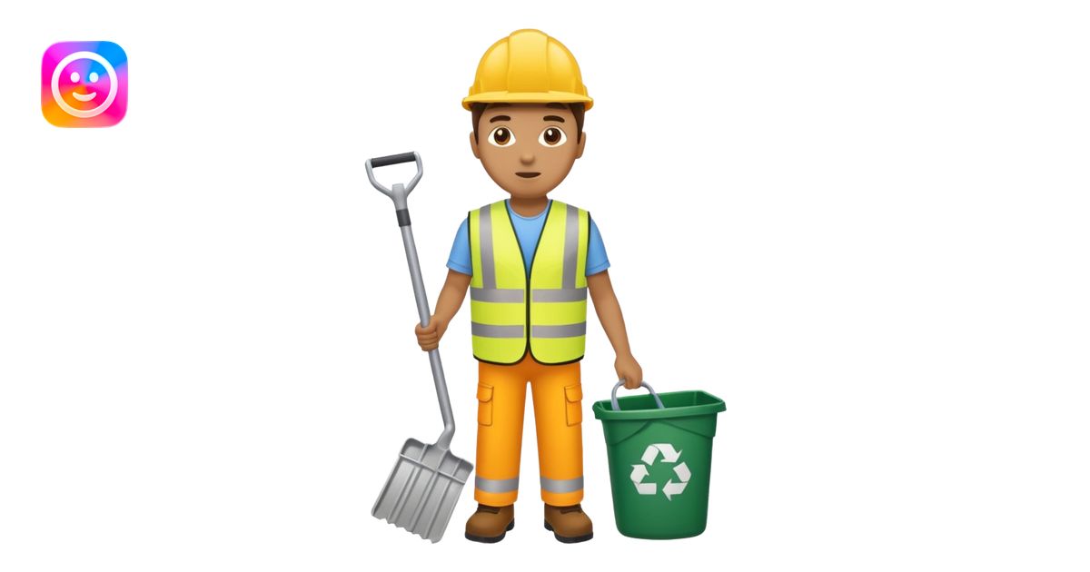 Waste Management, safety vest, trash picker emoji | AI Emoji Generator