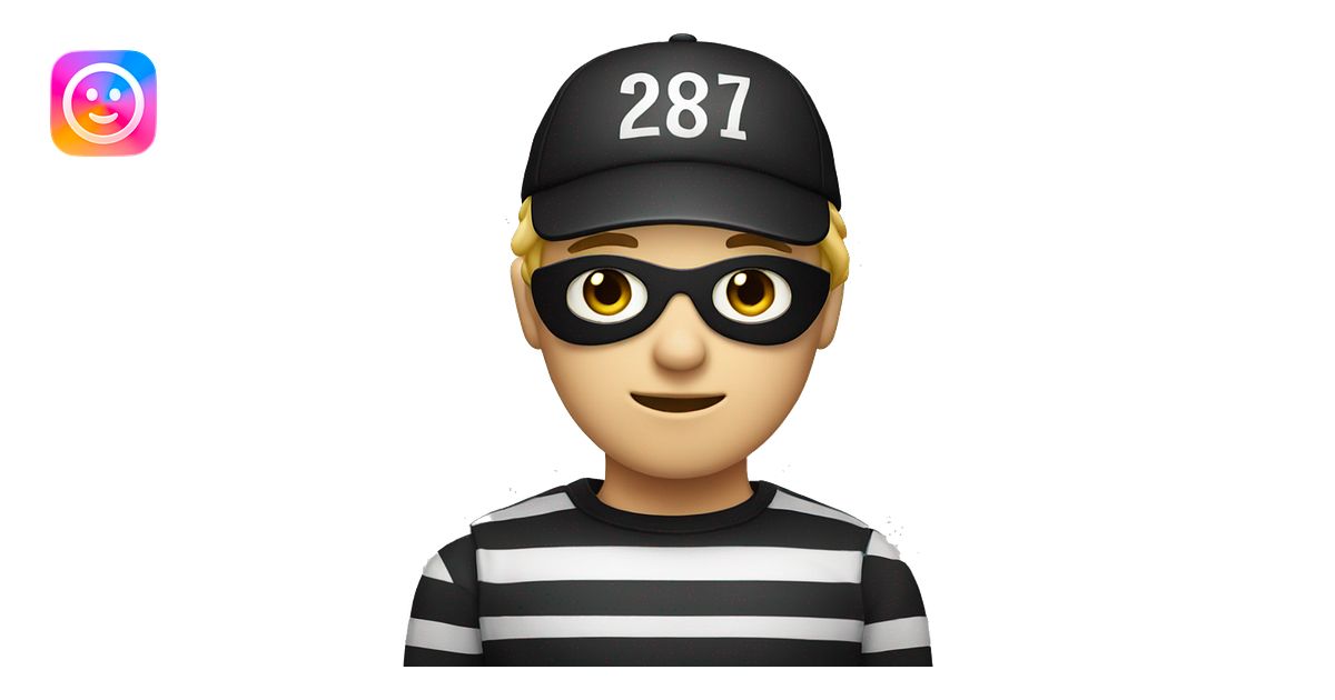 Robber emoji with blonde hair white and black striped shirt wearing a ...