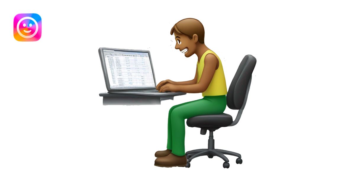 a person sitting at a computer with spreadsheet on screen emoji | AI ...