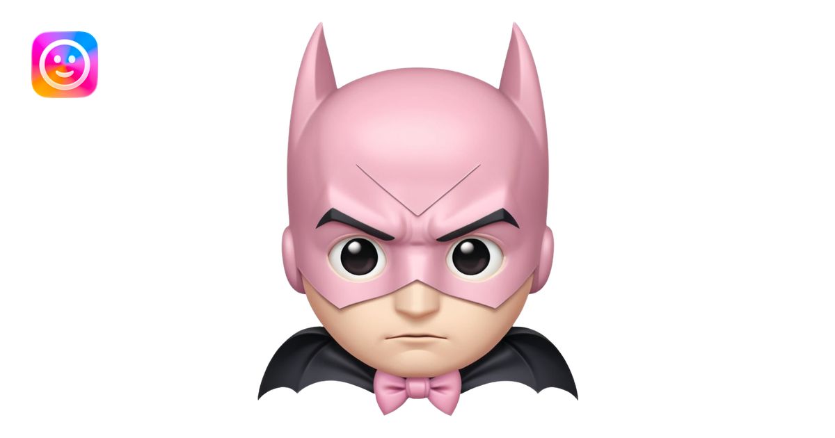 Light pink cute batman with a bow in his head emoji | AI Emoji Generator