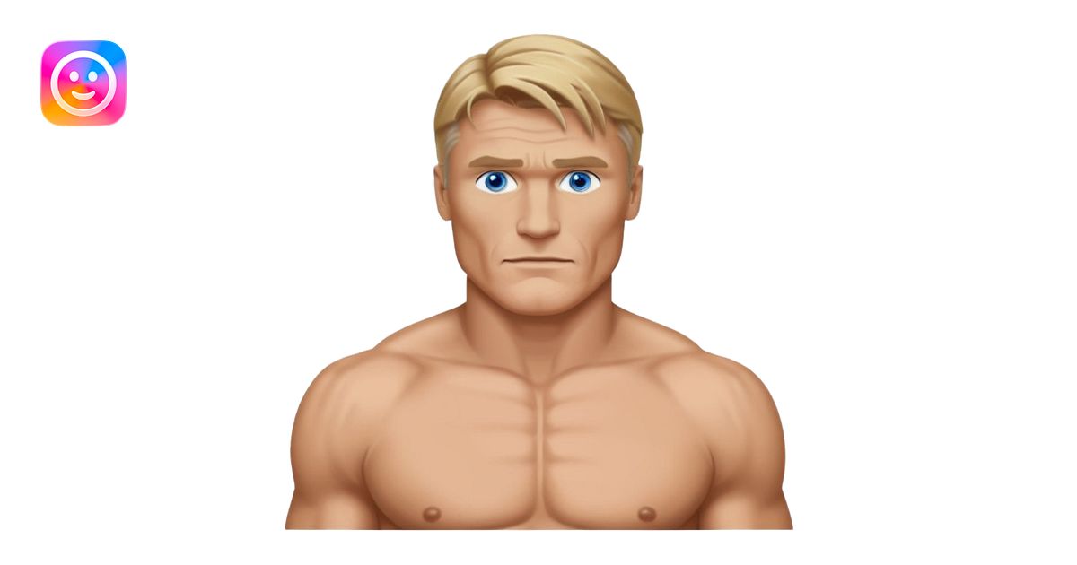 Dolph Lundgren with blue eyes, dark blonde hair, shirtless emoji | AI ...