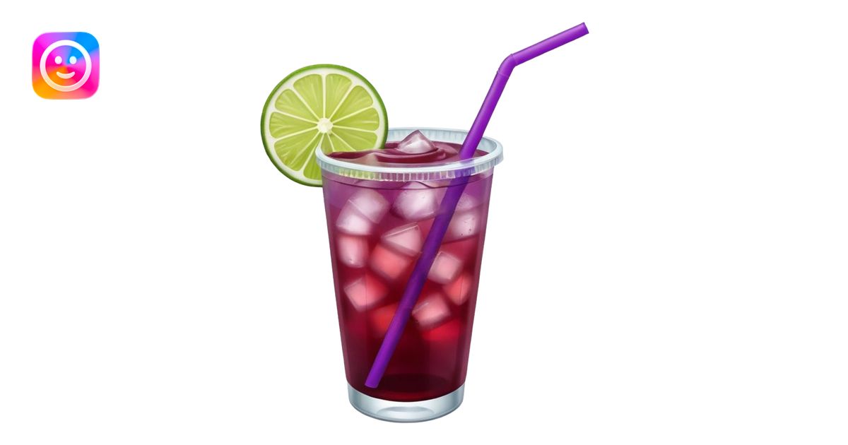 maroon purple cocktail with a lime wedge in the drink in a plastic cup ...