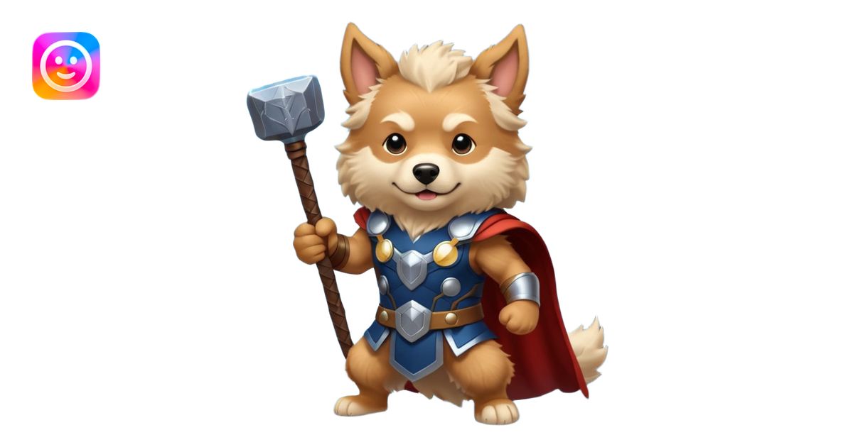 dog thor has mjolnir. has lightning powers dynamic pose emoji | AI ...
