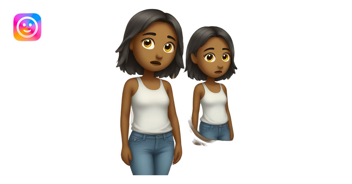 girl trying clothes in front of mirror that is sad emoji | AI Emoji ...