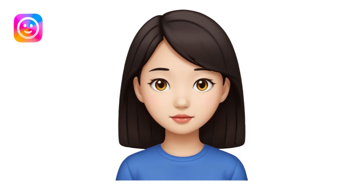 clean girl aesthetic emoji, asian beautiful dark brown hair emoji | AI ...