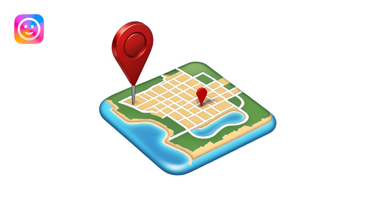 a map with one unique pin emoji | AI Emoji Generator
