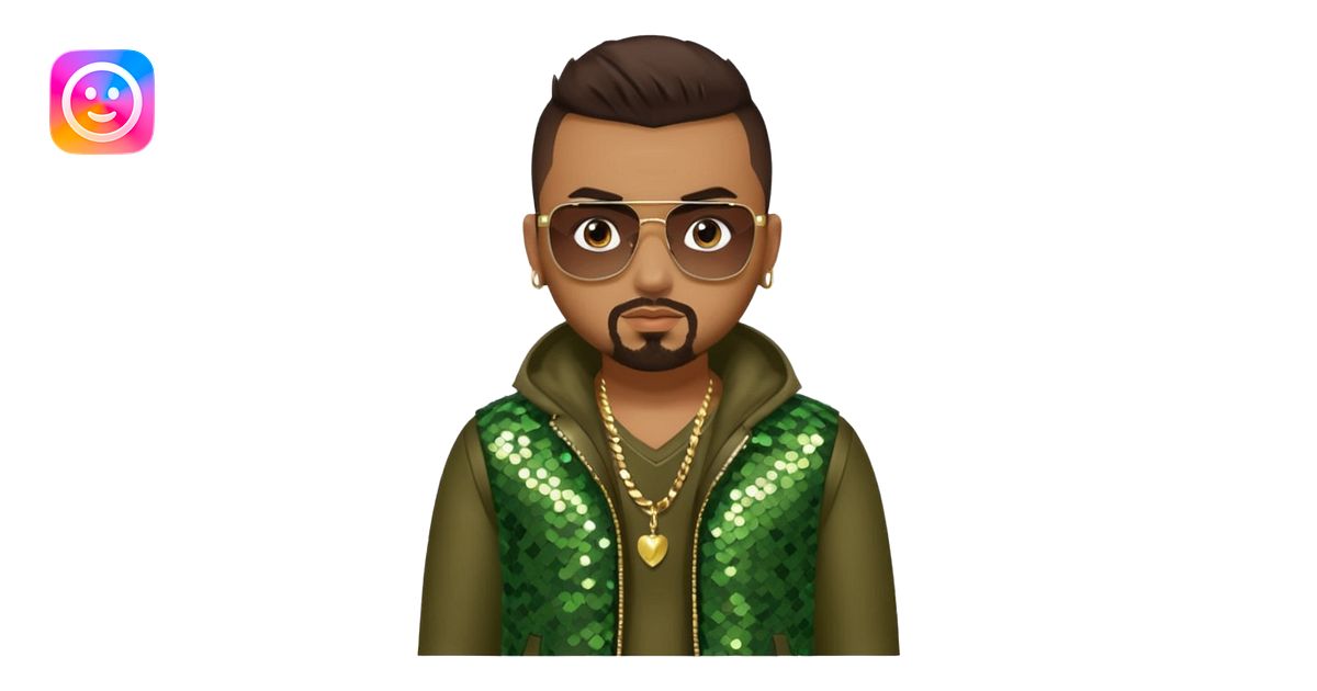 Sean Paul with dark brown hair, olive sequin outfit emoji | AI Emoji ...