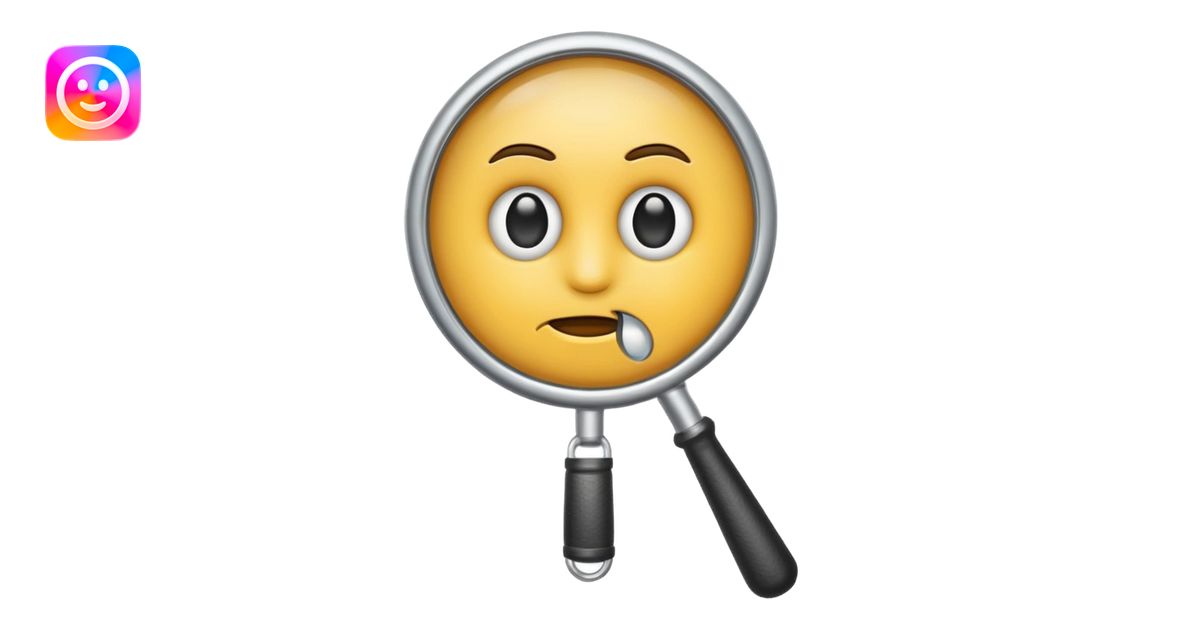 serious emoji with magnifying glass with white handle emoji | AI Emoji ...