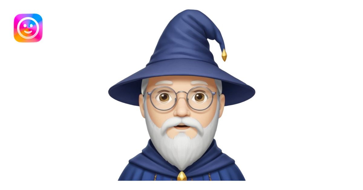 Male wizard, beard, glasses emoji | AI Emoji Generator