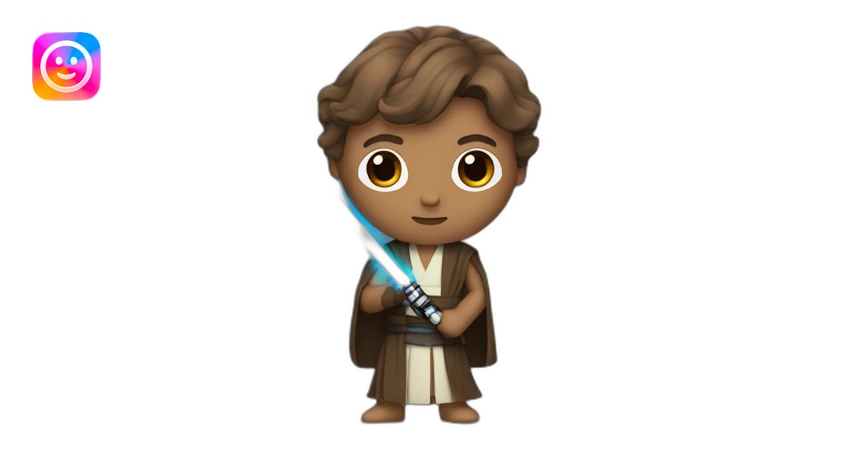 Jedi with blue lightsaber emoji | AI Emoji Generator
