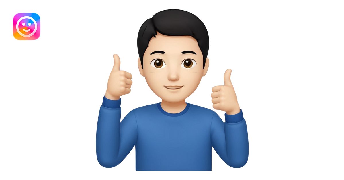 3D avatar of a Korean male frontend developer, clean 5:5 middle part ...