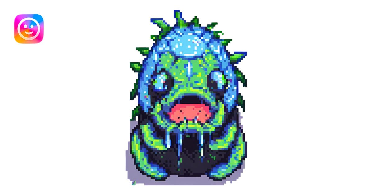 spiky slime monster pixel art illustration | AI Emoji Generator