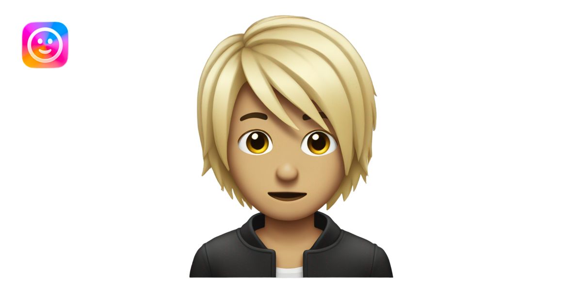 Emo hair swoop with head in hand emoji | AI Emoji Generator