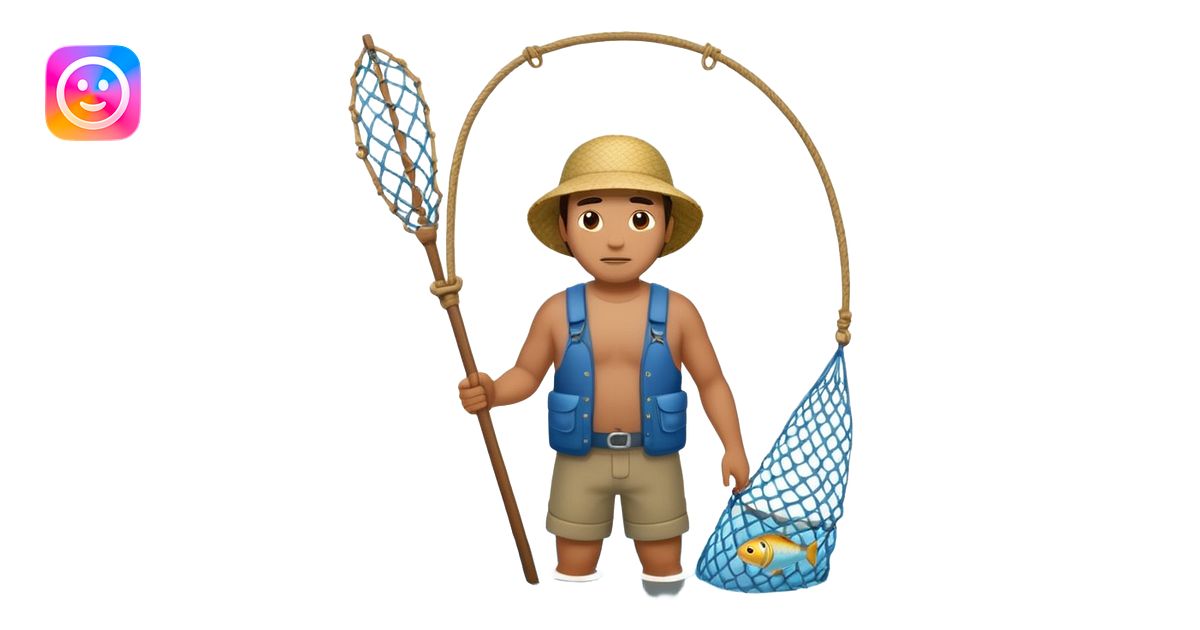 a Polynesian fisherman standing in the water with a large net full of ...