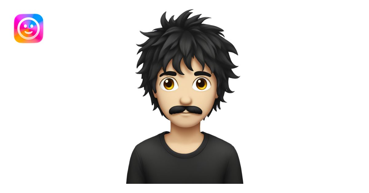 emo boy with shaggy hair and moustache emoji | AI Emoji Generator