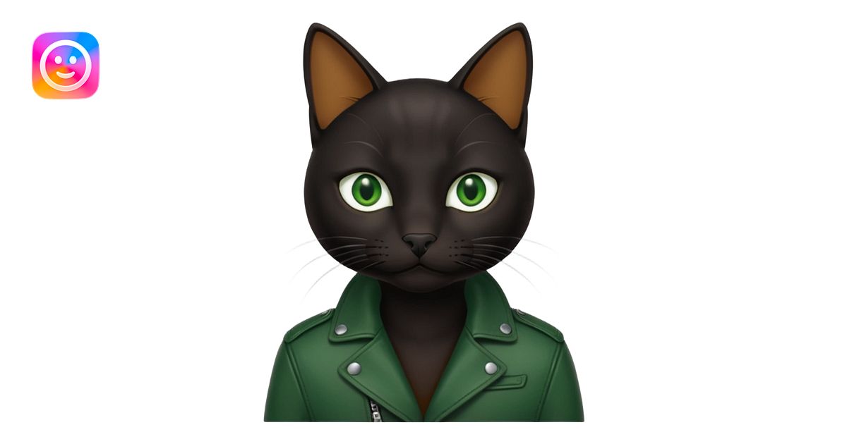 black cat with brown leather jacket emoji | AI Emoji Generator