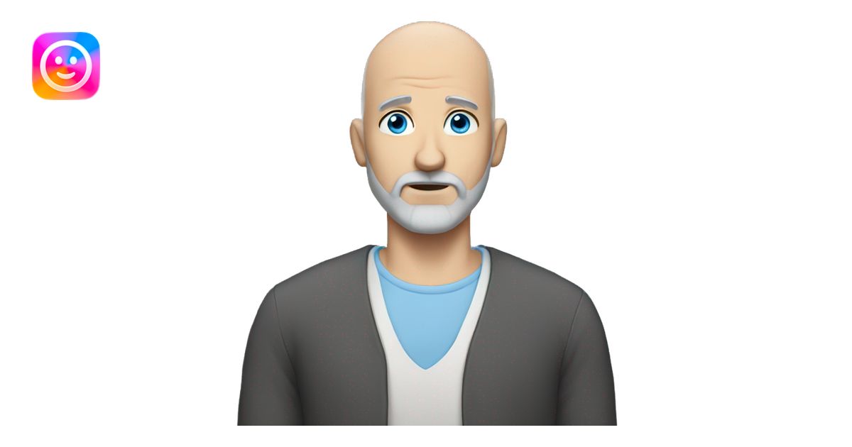 Bald man grey beard blue eyes emoji | AI Emoji Generator