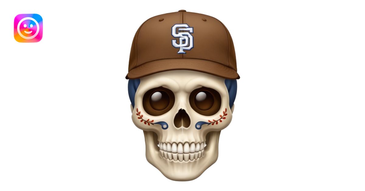 Skull día de muertos wearing brown San Diego padres cap emoji | AI ...
