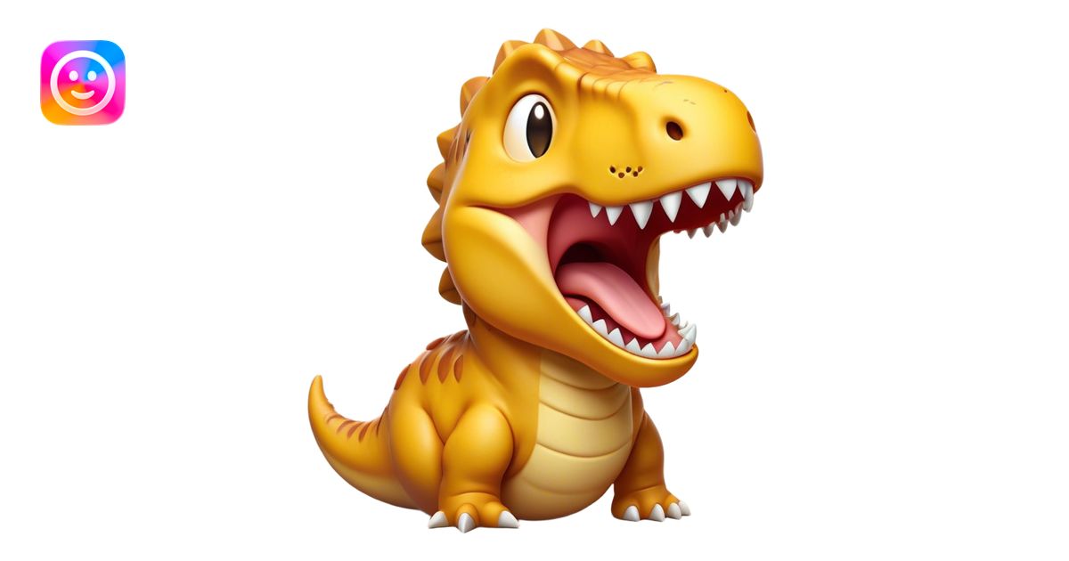 Cinematic Cute Yawning T-rex Portrait Emoji, Head tilted slightly with ...