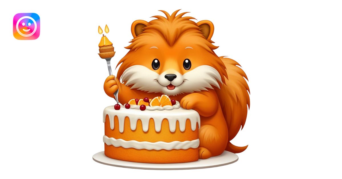 a big kind orange coloured animal with very long fur eats a huge piece ...