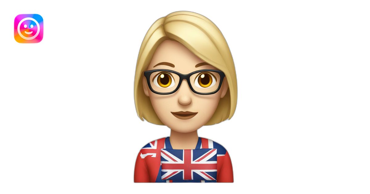 english teacher female with british flag emoji | AI Emoji Generator