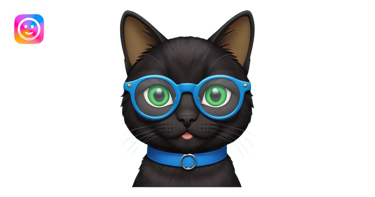 smart black cat in blue glasses emoji | AI Emoji Generator