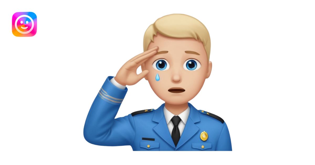 Chef saluting while crying blue eyes emoji | AI Emoji Generator
