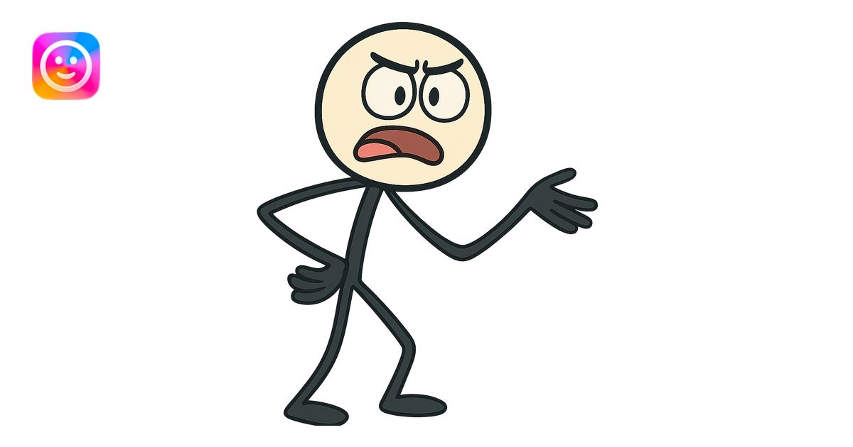 stick figure with bold lines in flat toon style illustration | AI Emoji ...