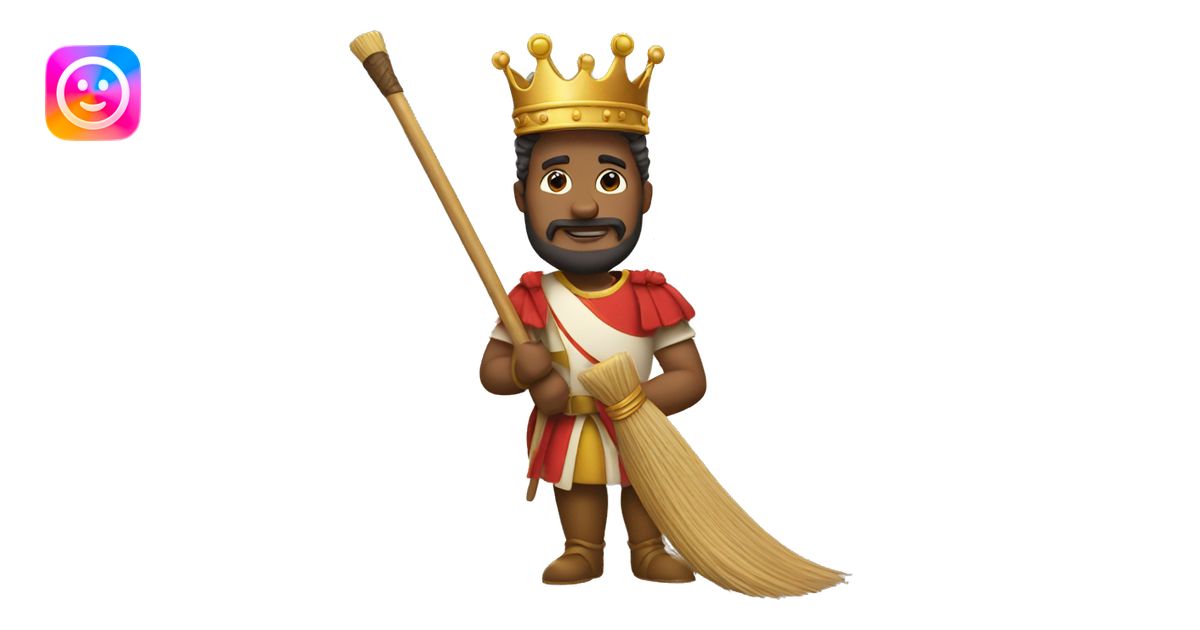King sweeping with a broom emoji | AI Emoji Generator