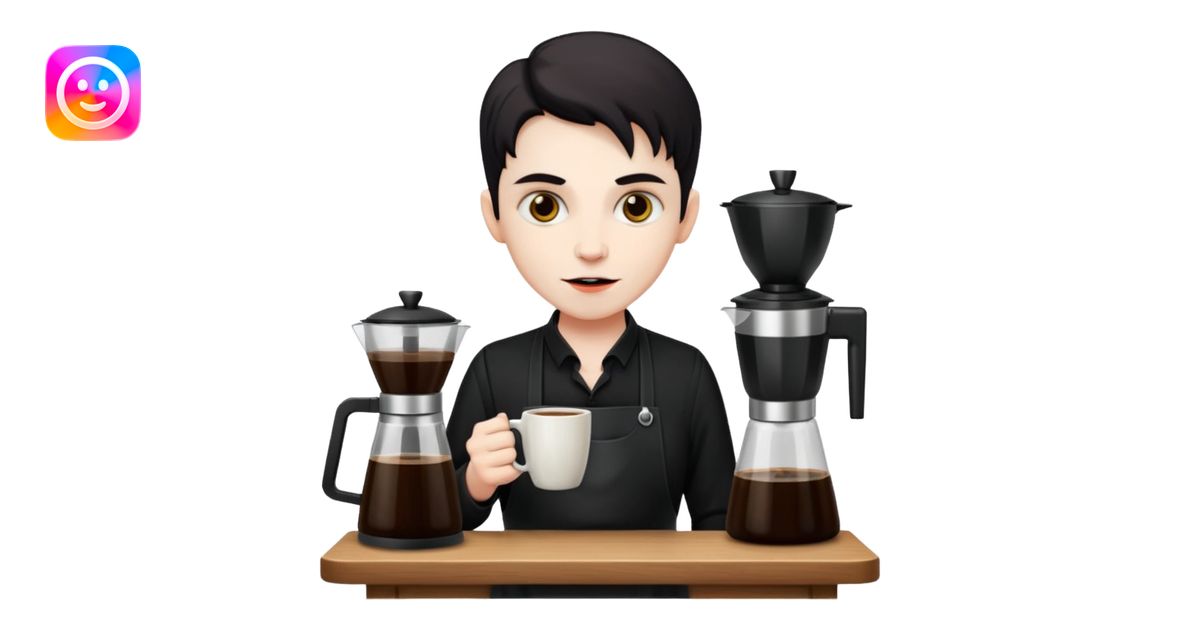 Vampire Barista with a coffee maker Infront emoji | AI Emoji Generator