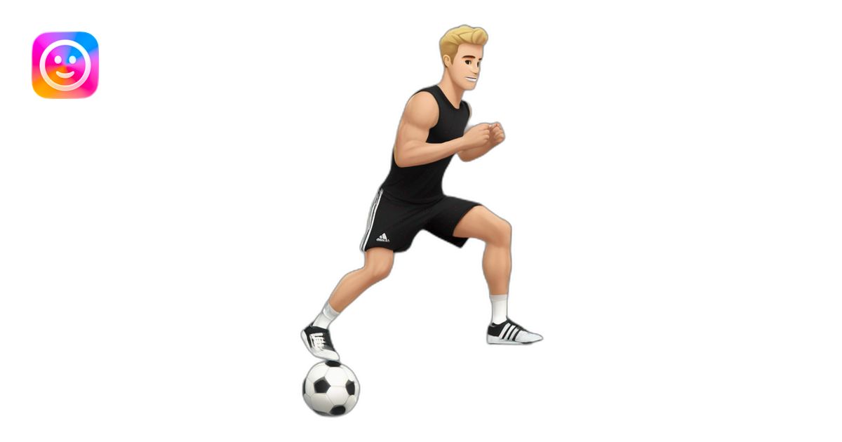 white skin soccer player in black adidas t-shirt training at gym emoji ...