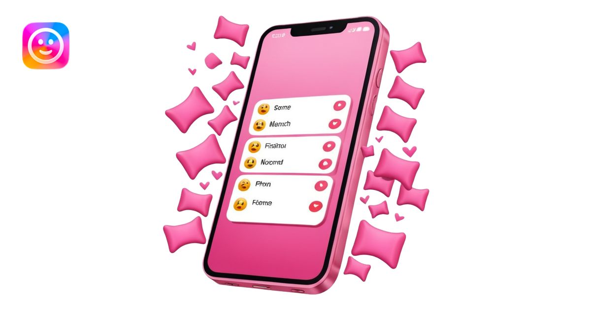 Plain pink phone screen flooding with notifications, chaotic. emoji ...
