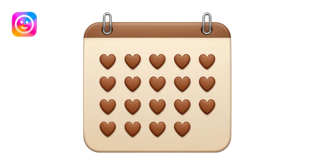 .make a November 2025 mini calendar with right brown hearts with cream ...