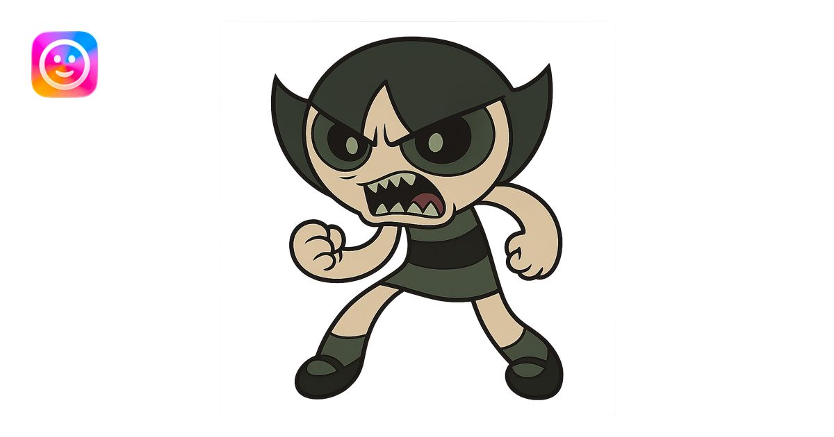 Buttercup from Powerpuff Girls, cartoon style, full body, scary and ...