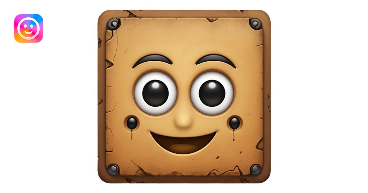 make a brown wall with 2 black eyes and a smile emoji | AI Emoji Generator