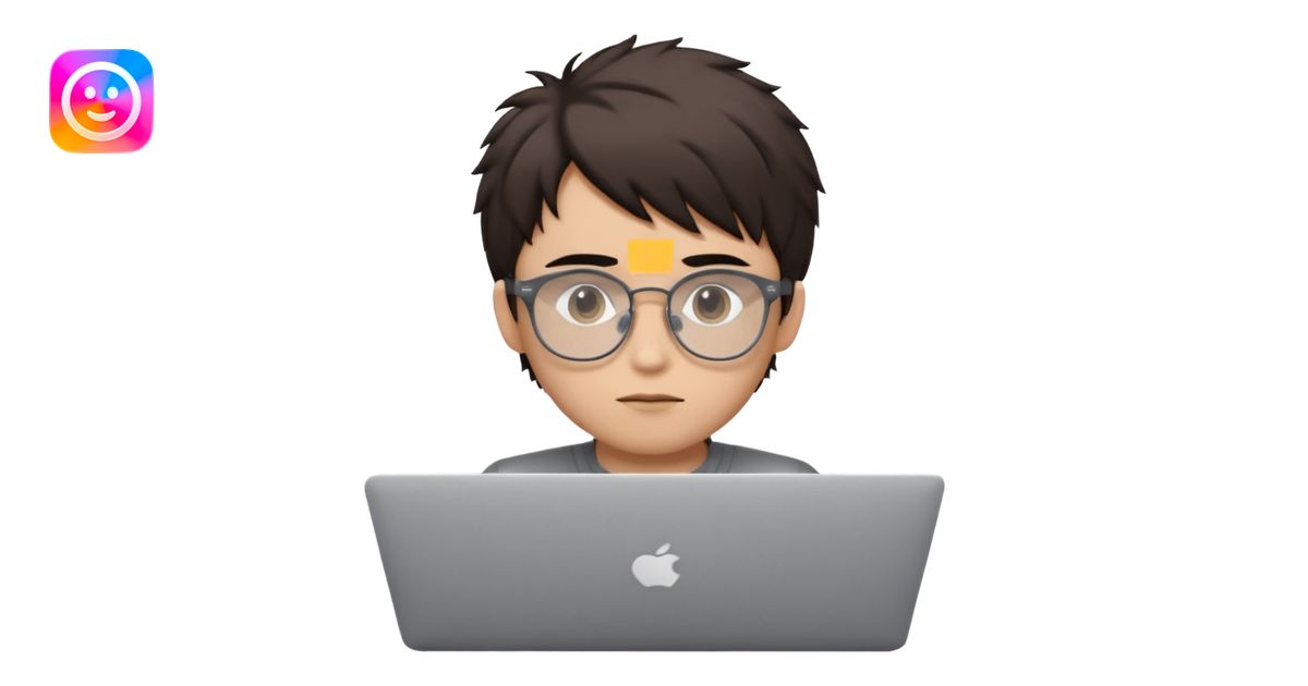 Apple Memoji-style 3D avatar, young man with light skin, short messy ...