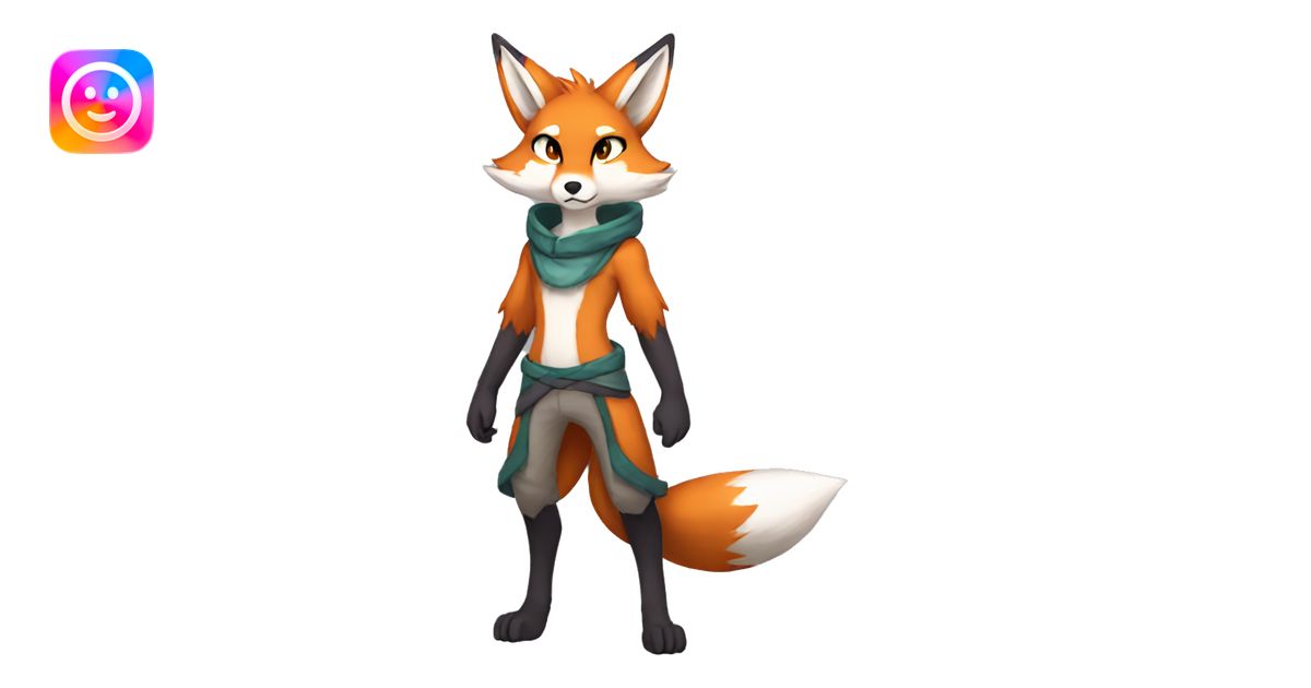 Anthro Sona Fakemon Fox Full Body emoji | AI Emoji Generator