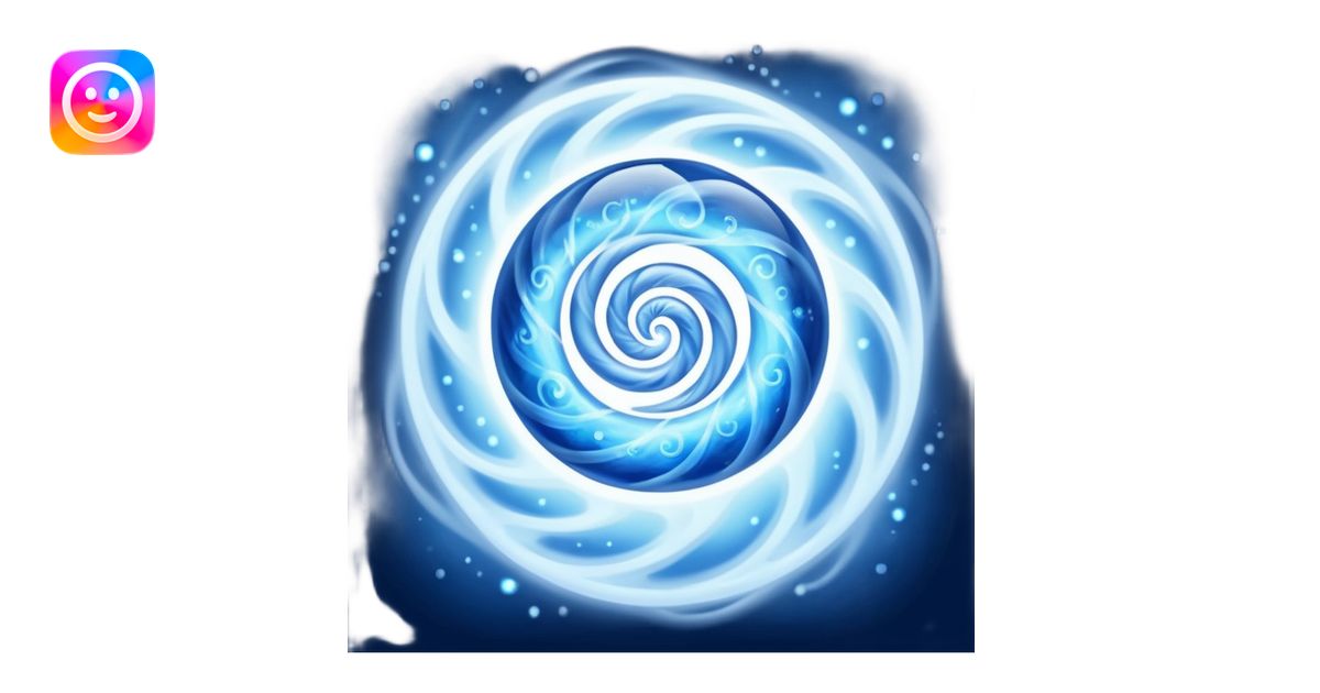 magical object blue magic mist swirl around with ancient symbol emoji ...