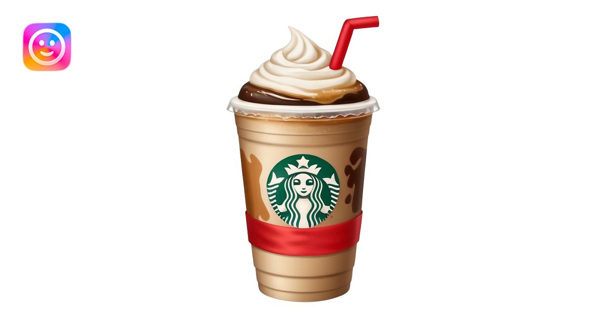 Starbucks iced espresso with milk and the cup has red ribbons printed ...