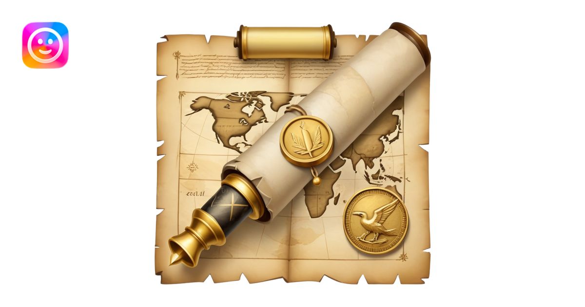 An icon featuring an ancient scroll, a quill, and a historical artifact ...