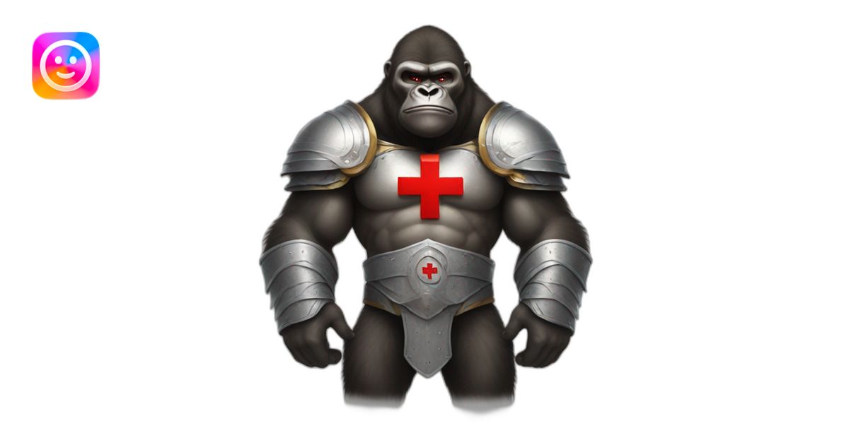 Buff Gorilla wearing a Crusader armor with the holy red Cross emoji ...