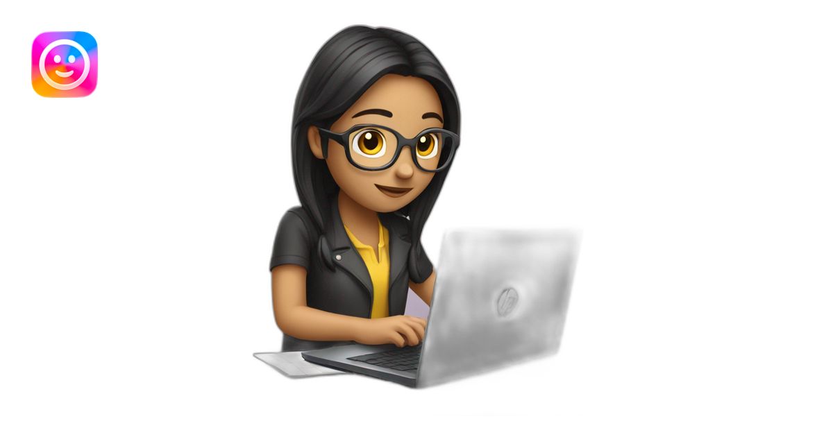 A Programmer Girl coding on her hp laptop emoji | AI Emoji Generator