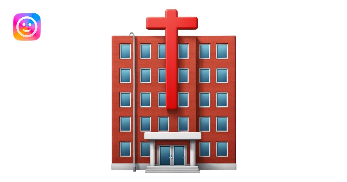 A hospital building with a large red +. In PNG format. emoji | AI Emoji ...
