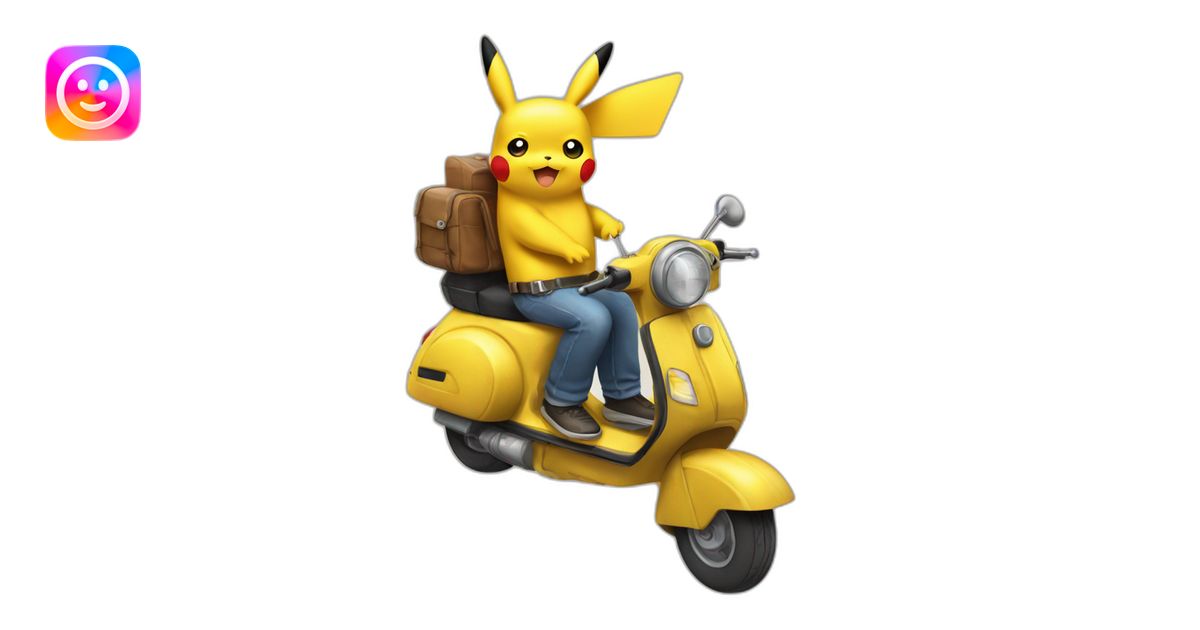 Pikachu qui pilote un scooter emoji | AI Emoji Generator
