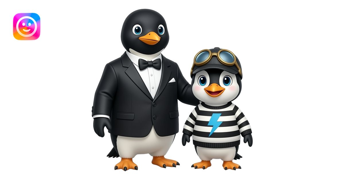 anthropomorphic talking adelie penguin adult father gets smiles wears a ...