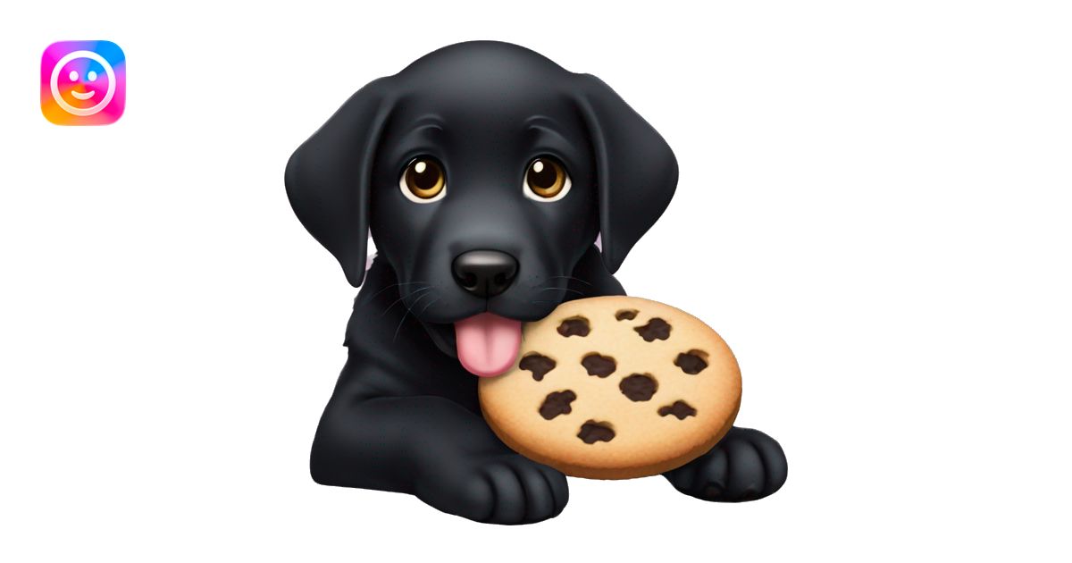 black labrador puppy eats cookie emoji | AI Emoji Generator