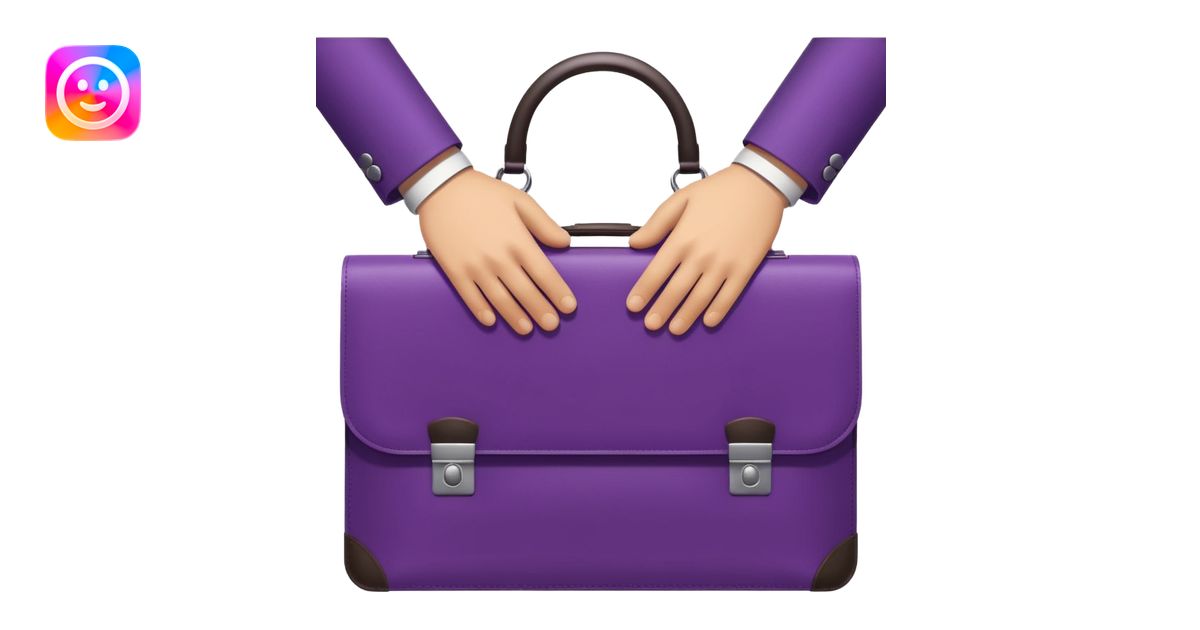 Minimal two-tone purple icon: two hands exchanging a briefcase ...
